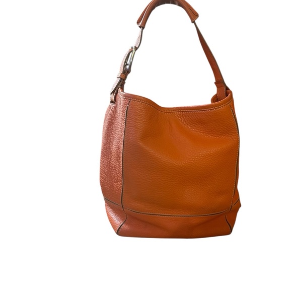 Bags | Orange Leather Hobo Bag | Poshmark